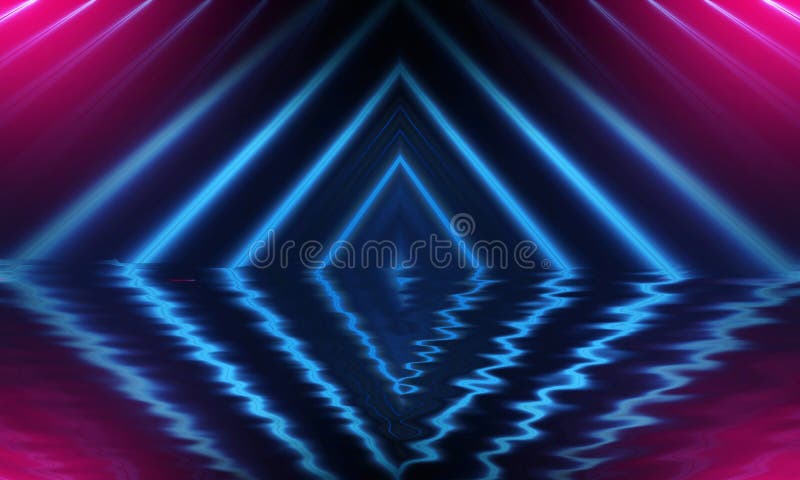 Dark Background, Neon Lights, Reflection on the Water. Modern ...