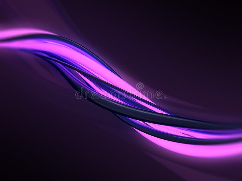 Neon Waves in a Dark Field, 3d Render Stock Illustration - Illustration ...