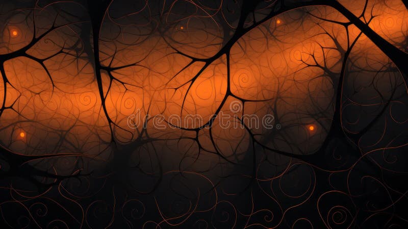 A Dark Background with Orange and Black Trees Stock Illustration ...