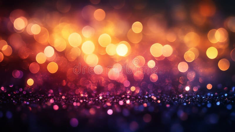 Dark Background with Orange Purple Pink Glitter Lights Stock ...