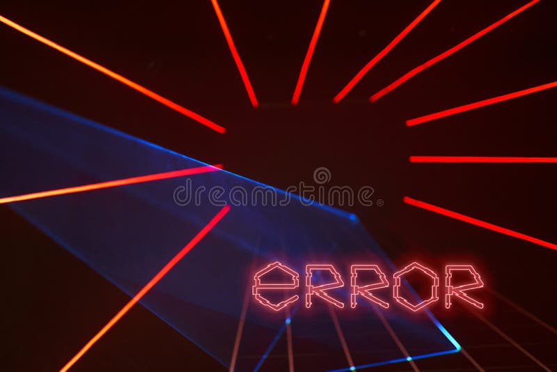 Dark Background with Red Laser Beams and Text Error. Stock Image ...