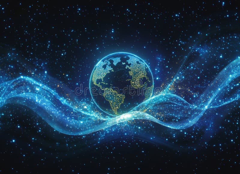 A Dark Background Serves As the Setting for a Dynamic Digital Design ...