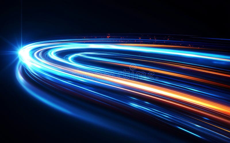 A Dark Background Sets the Stage for Swirling Blue Lines and Particles ...