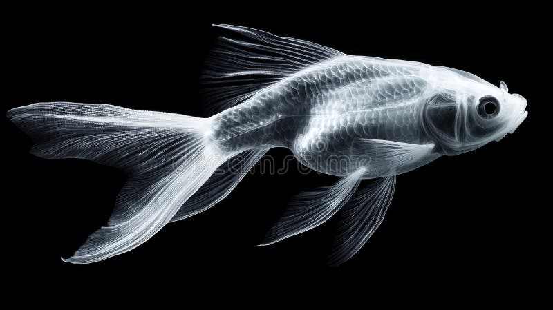 A Dark Background Showcases an X-ray Image of a Goldfish, Revealing Its ...