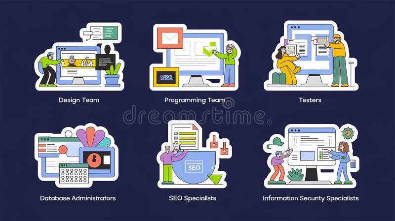 A Dark Background with Six Sticker Clip Art Plots Stock Illustration ...