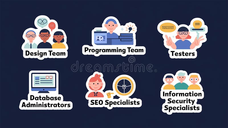 A Dark Background with Six Sticker Clip Art Plots Stock Illustration ...