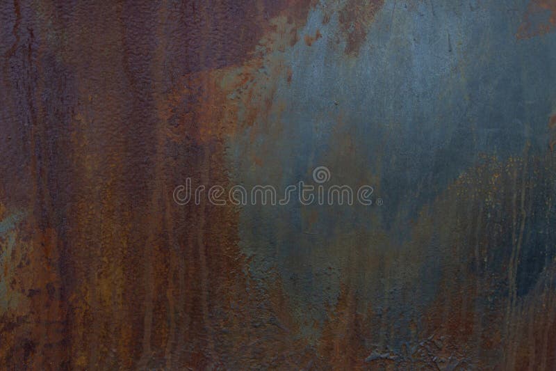 Dark Background , Texture. Copper Wall with Blue Oxidation and Rust ...