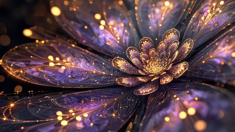 On the Dark Background, a Vibrant Abstract Flower Pattern with Swirling ...