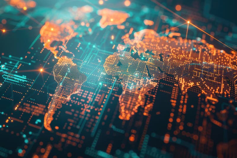 Dark Background with World Map, Suitable for Educational Materials ...