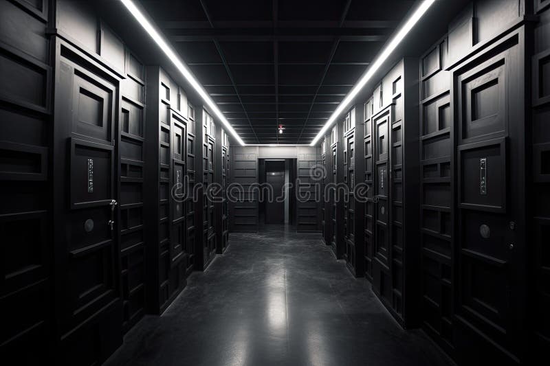 Dark Backroom, Many Ways Empty and Labyrinth. AI Generative Stock ...