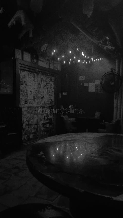 Dark Bar Interior (B&W + Grain) Stock Photo - Image of dark, night ...