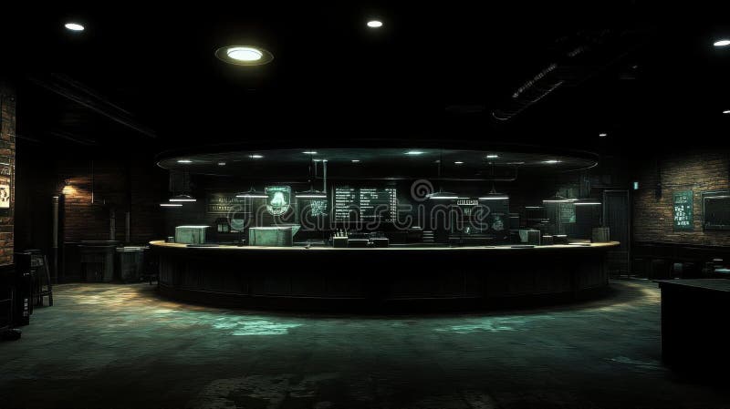 Dark Bar Interior, Nighttime Scene Stock Illustration - Illustration of ...