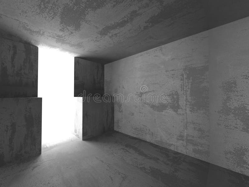 Dark Basement Empty Room Interior. Concrete Walls Stock Illustration ...