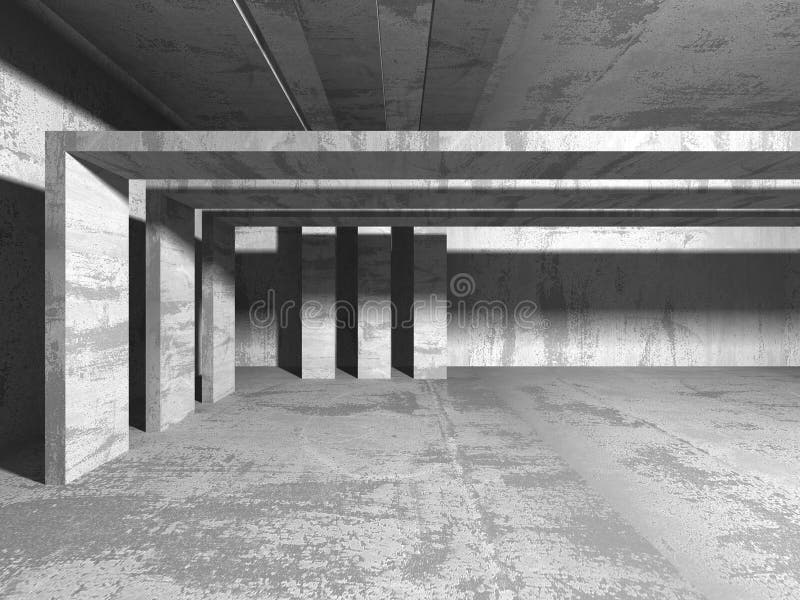Dark Basement Empty Room Interior. Concrete Walls Stock Illustration ...