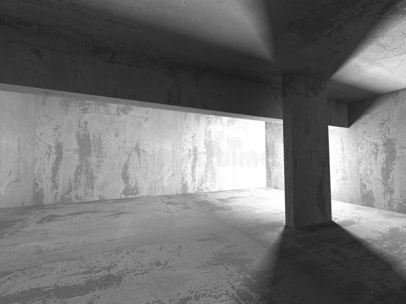 Dark Basement Empty Room Interior. Concrete Walls Stock Illustration ...