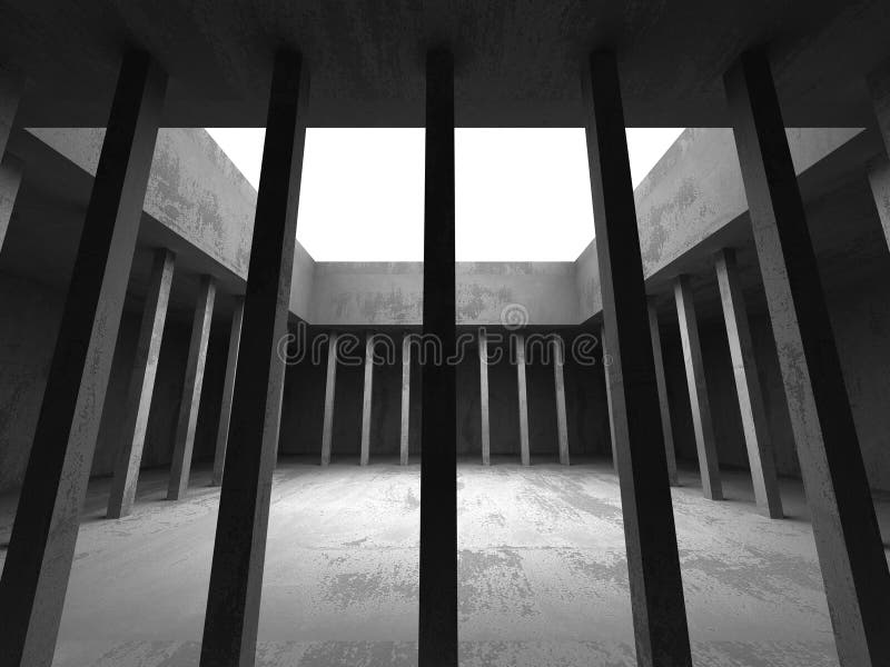 Dark Basement Empty Room Interior. Concrete Walls Stock Illustration ...