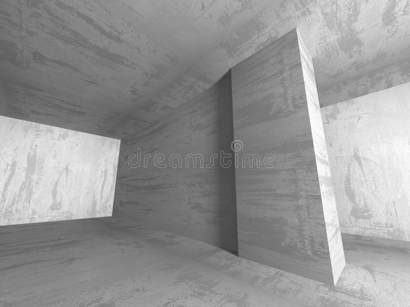 Dark Basement Empty Room Interior. Concrete Walls Stock Illustration ...