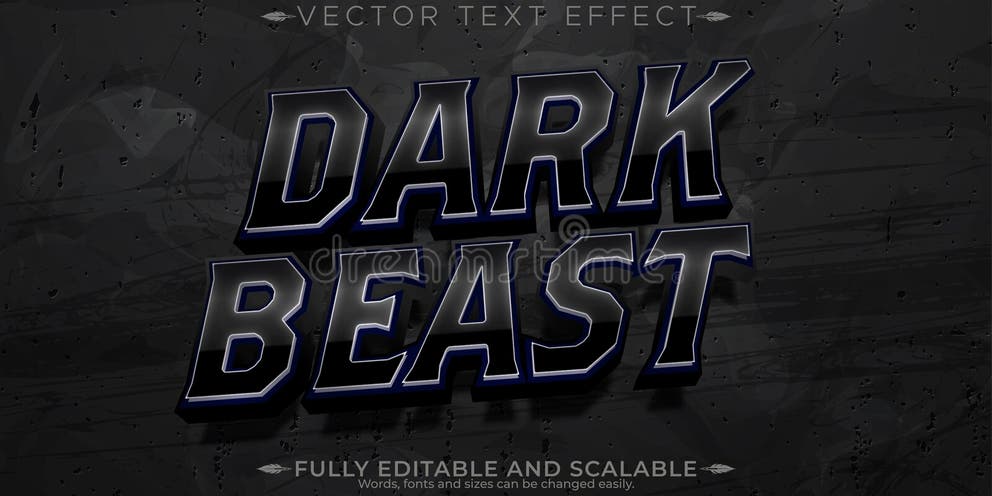 Dark Beast Text Effect, Editable Horrorand Dark Text Style Stock Vector ...