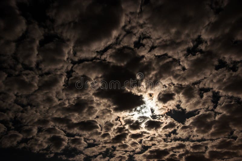 Dark Beautiful Night Sky with Clouds and the Moon Stock Photo - Image ...