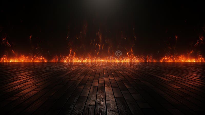 Dark Beech Floor with Orange Fire Background - AI Generated Stock ...