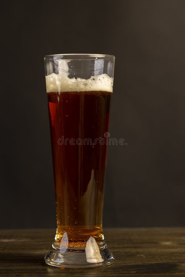 Dark Beer in a Glass Glass, Fresh Dark Alcoholic Beer Stock Photo - Image of brewed, wheat ...