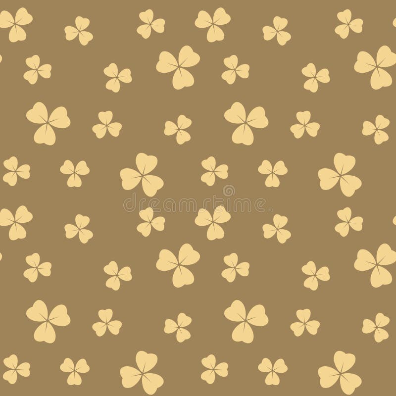 Dark Beige Seamless Pattern with Light Beige Shamrock Leaves - Vector ...