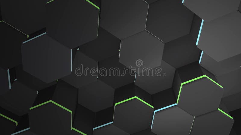 Dark Big Green and Blue Hex Grid Pattern and Neon Light Stock Footage ...