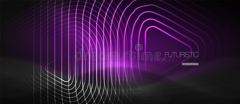 Dark Black Abstract Background with Neon Colors and Lines Stock Vector ...