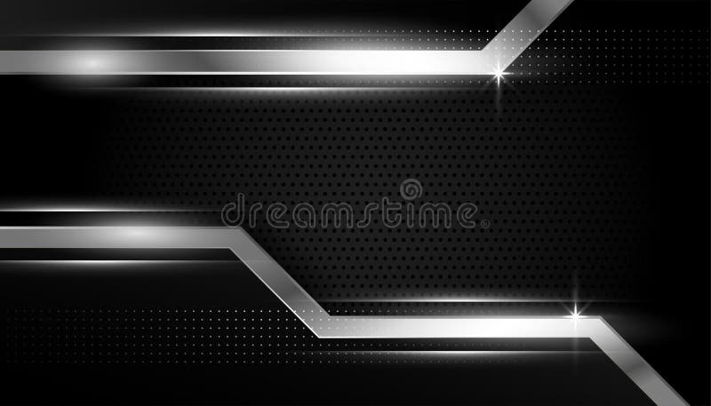 Dark Black Backdrop with Abstract Silver Shape Design Stock ...