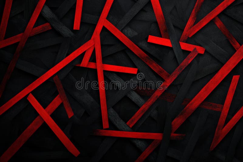 A Dark Black Background with Thin, Bright Red Stripes Forming an ...