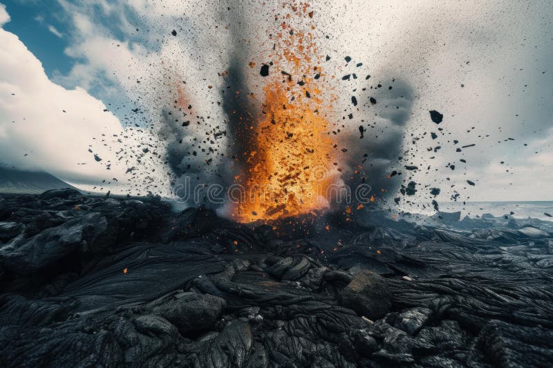 Dark Black Charcoal Falling Rocks Explosion. Generate Ai Stock ...