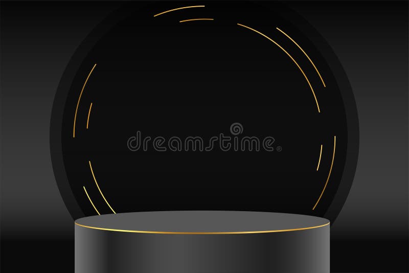 Dark Black Empty Podium Platform Stage for Object Presentation Stock ...