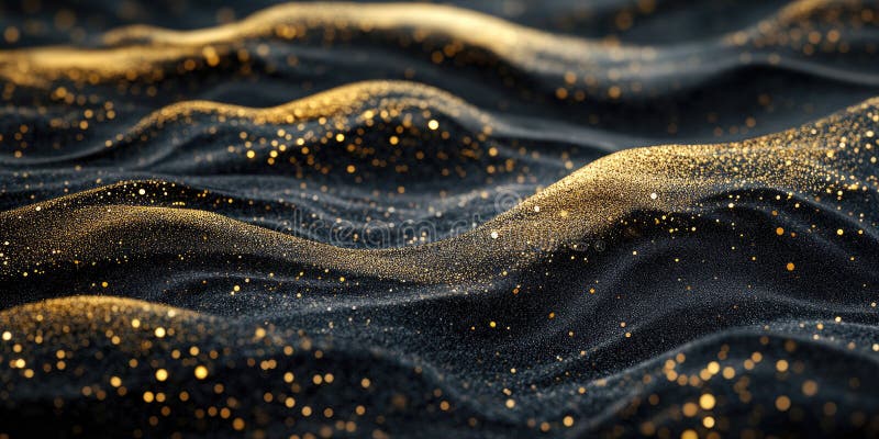 Dark Black and Gold Abstract Waves - Luxurious Flowing Design with ...