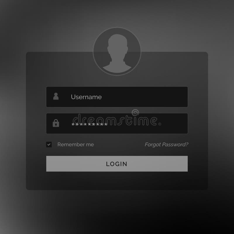 Dark Black Login Form Design with Creative Ui Stock Vector ...