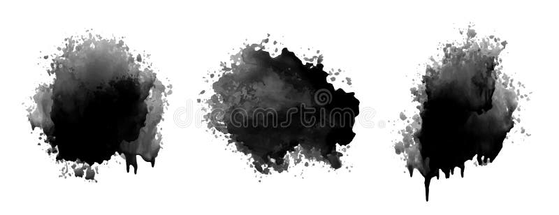 Dark Black Messy Ink Splatter Backdrop in Set of Three Stock Vector ...