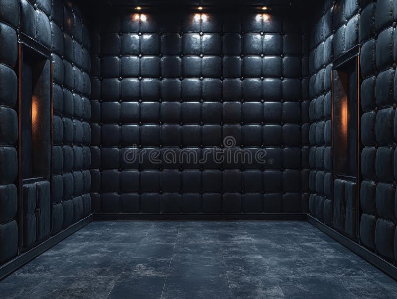 A Dark Black Padded Cell with Soft Cushioned Walls, Designed for ...