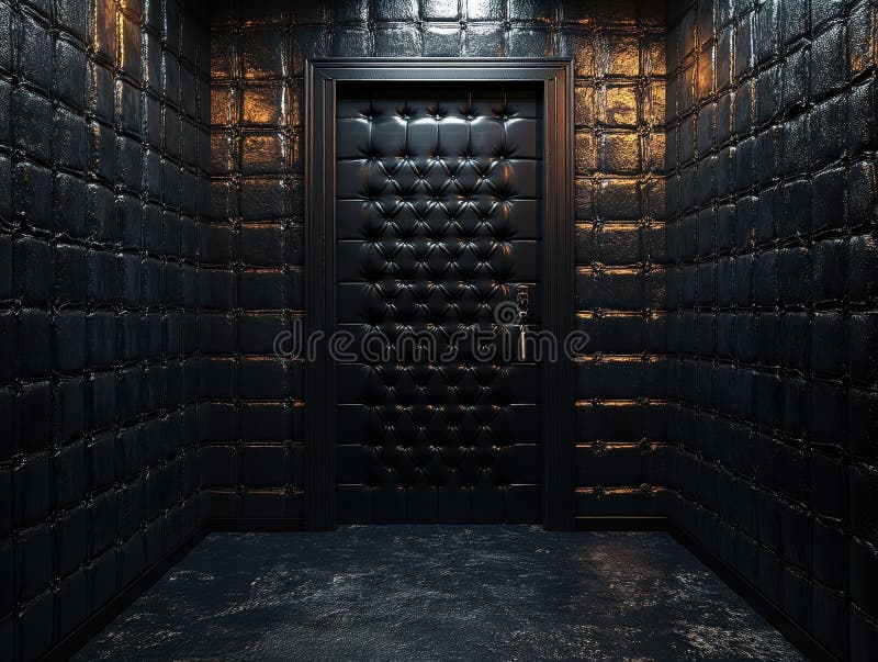 A Dark Black Padded Cell with Soft Cushioned Walls, Designed for ...