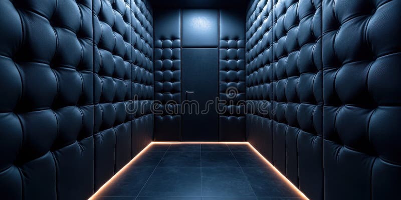 A Dark Black Padded Cell with Soft Cushioned Walls, Designed for ...