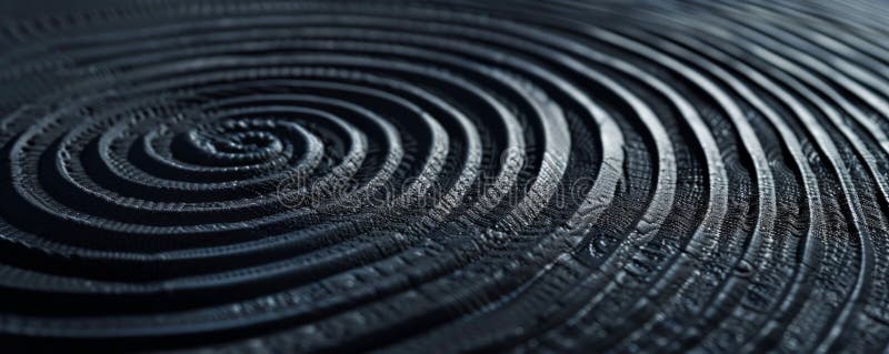 A Dark Black Textured Surface with a Series of Concentric, Raised ...