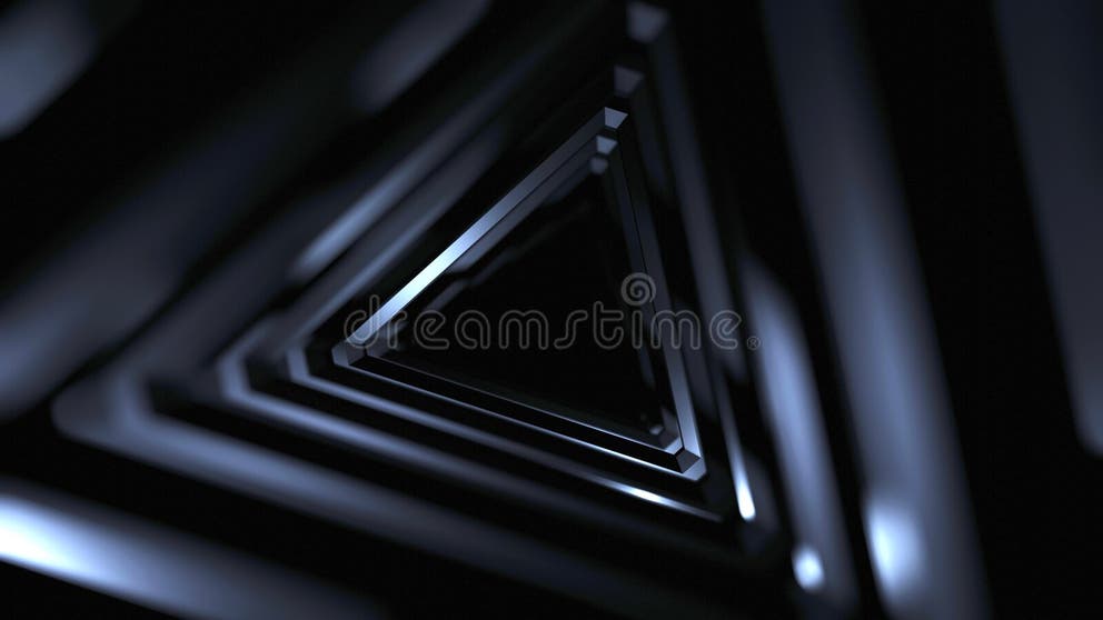 Dark Black Triangle Tunnel Sci-Fi Geometric Abstract Design with Depth ...