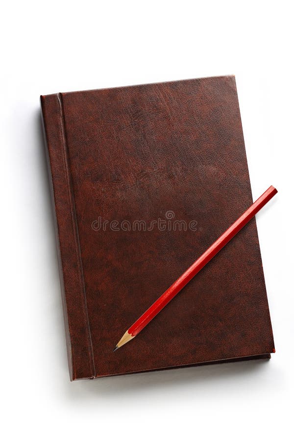 Dark Blank Notebook with Red Pencil Stock Image - Image of document ...