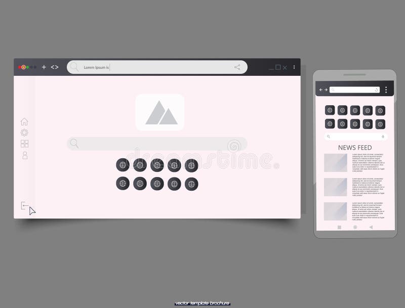 Black Blank Web Browser Window and Mobile App. Web UI Elements . Stock ...