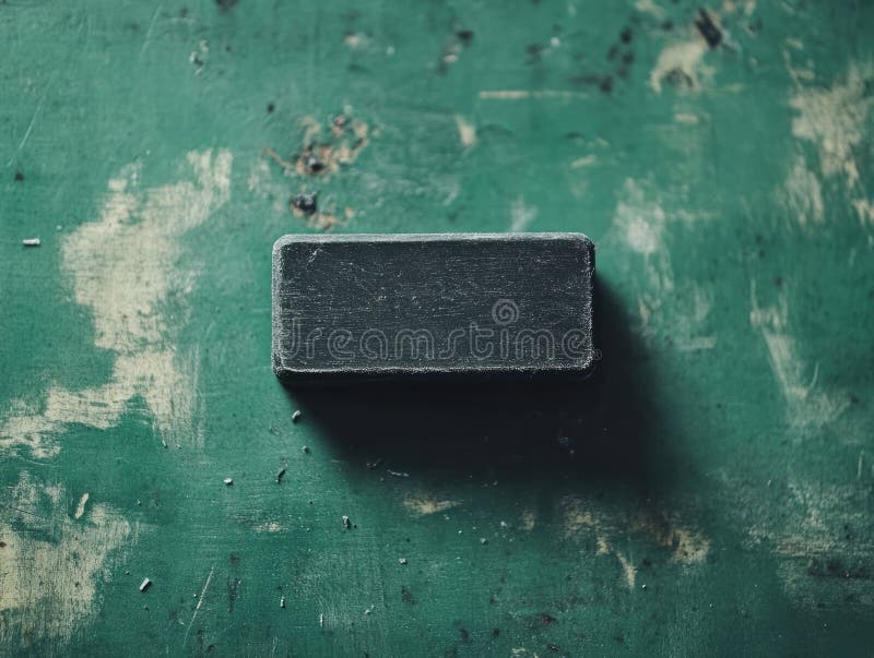 Dark Block on Green Grunge Surface Minimalist Stock Illustration ...