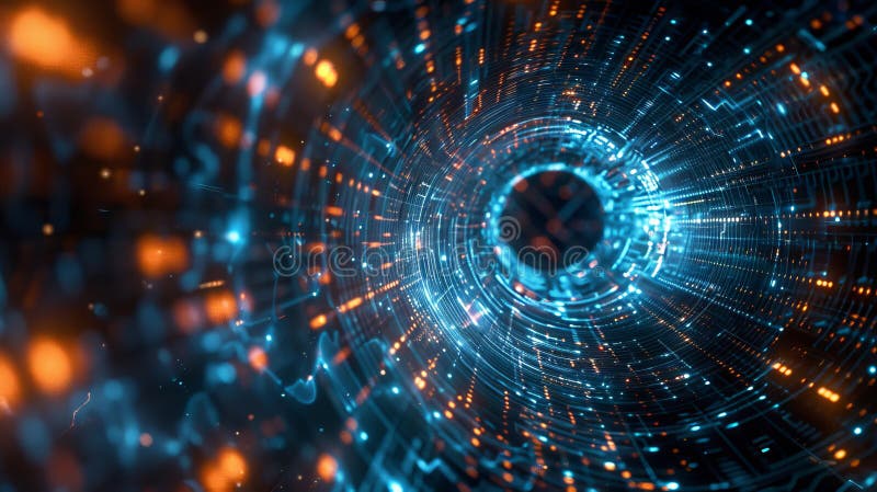 Dark Blue Abstract Background with Artificial Neural Connections and ...