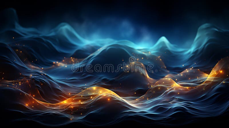 Dark Blue Abstract Background Featuring Glowing Particles. AI Generated ...