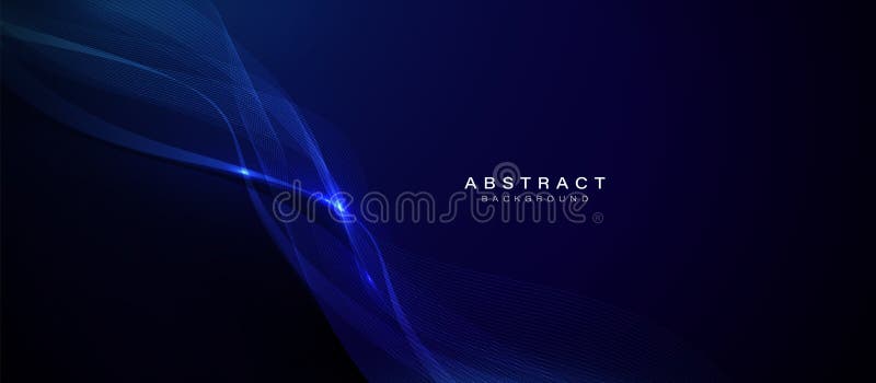 Dark Blue Abstract Background with Flowing Light Wave Lines and Glowing ...