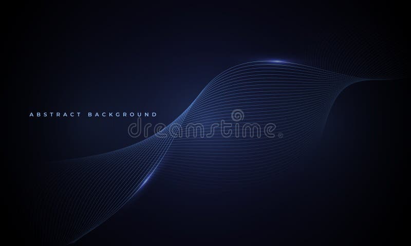 Dark Blue Abstract Background with Glowing Blue Wavy Lines Stock Vector ...