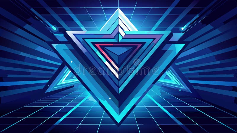 Dark Blue Abstract Background with Glowing Triangle Geometric Lines ...