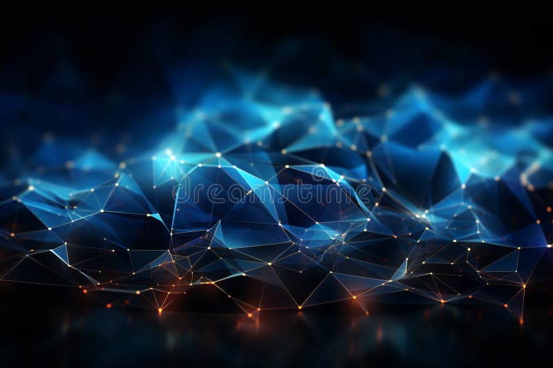 Dark Blue Abstract Background with Interconnected Triangles, Modern ...