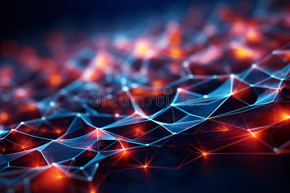 Dark Blue Abstract Background with Interconnected Triangles, Modern ...